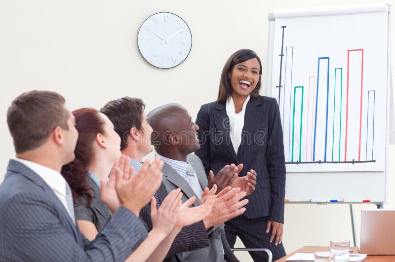 Business People Applauding Her Colleague Stock Image - Image of male ...