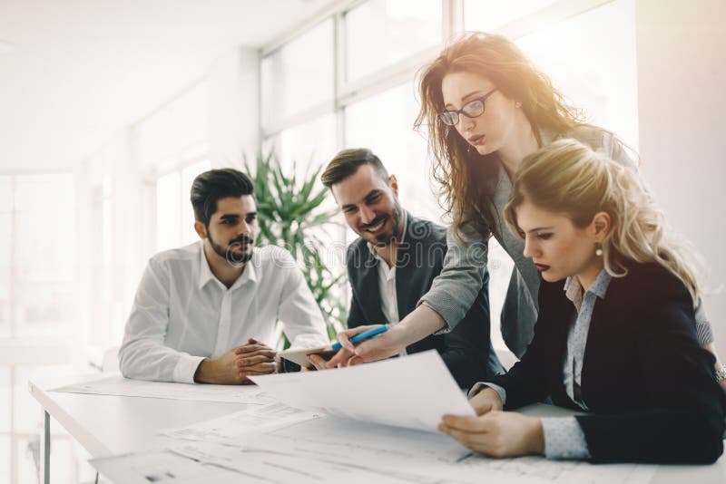 Business People and Architects Collaborating on Project Stock Image ...