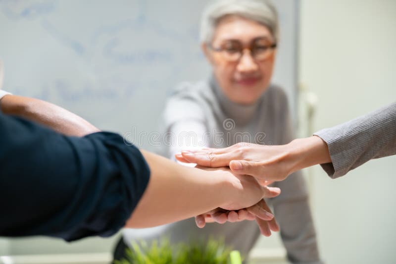 Business People Asian Team Teamwork Business Join Hand Together Stock ...