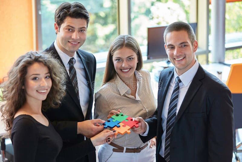 Business People Assembling Jigsaw Stock Photo - Image of communication ...