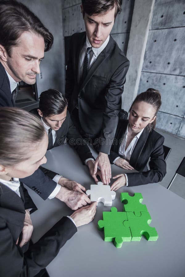 Business People Assembling Puzzle Stock Photo - Image of solve, person ...