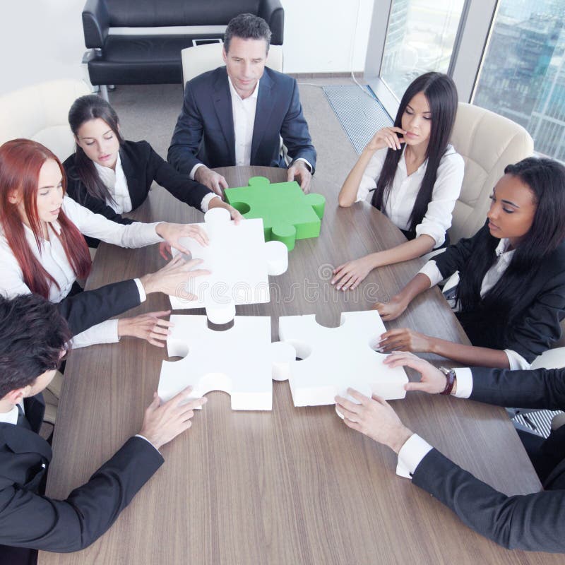 Business People Assembling Puzzle Stock Photo - Image of work, strategy ...
