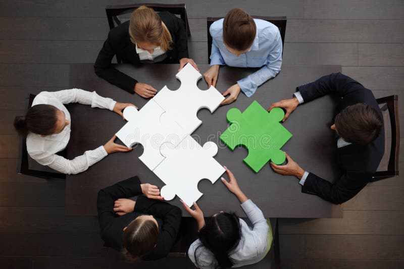 Business People Assembling Puzzle Stock Image - Image of join, support ...