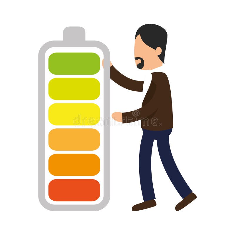 Business People with Battery Level Training Icon Stock Illustration ...