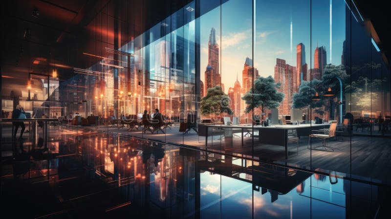 Business People Blur in the Workplace or Work Space of Table Work in ...