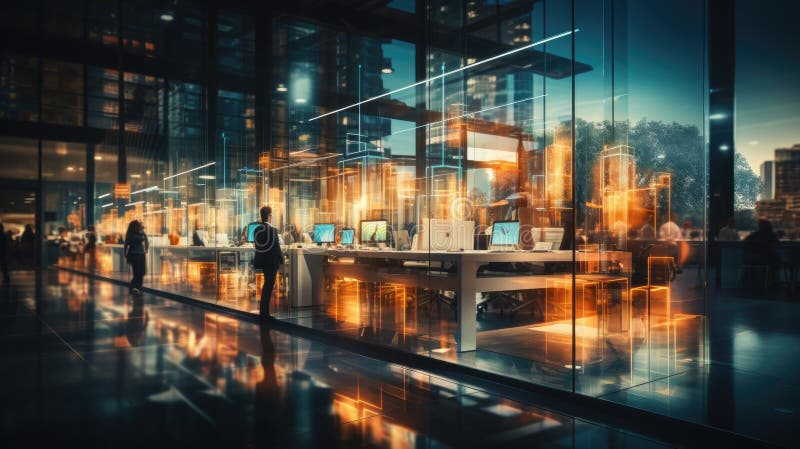 Business People Blur in the Workplace or Work Space of Table Work in ...