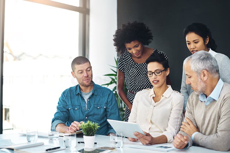 Business People, Boardroom and Tablet for Plan on Sales Growth ...