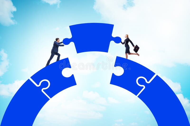 Business People Building Bridge in Teamwork Concept Stock Photo - Image ...