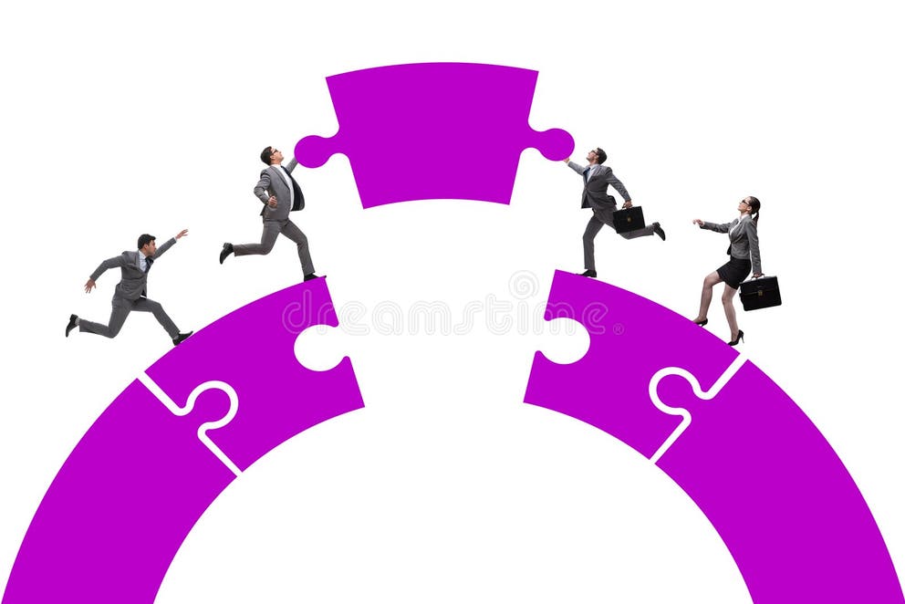 Business People Building Bridge in Teamwork Concept Stock Photo - Image of difficulty, hurdle ...