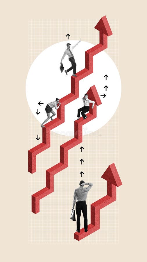 Business People Building Own Career Path, Climbing Upward Stairs ... Business People Building Own Career Path, Climbing Upward Stairs ...