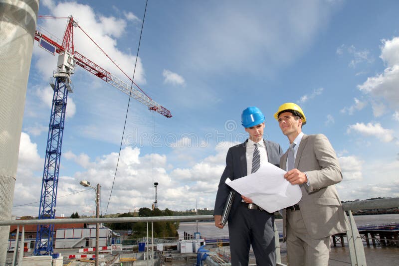 Business People on Building Site Stock Photo - Image of laptop, real ...