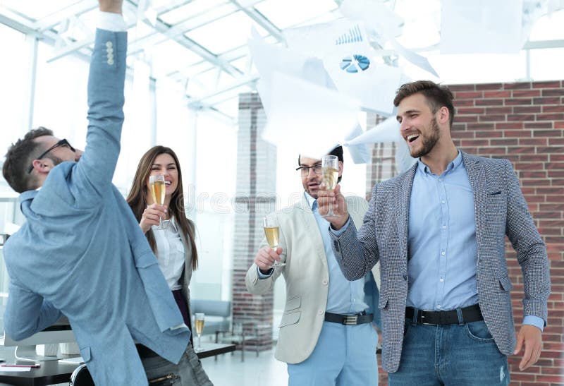 Business People Celebrate with Success in the Workplace. Stock Image ...