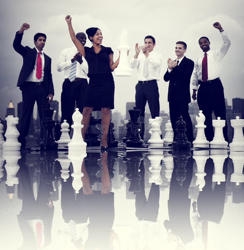 Business People Celebration Winning Chess Game Concept Stock Image ...