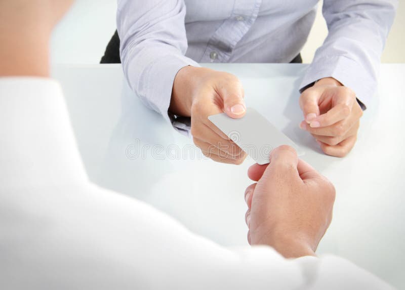 Business People Changing Business Cards Stock Photo - Image of closeup ...