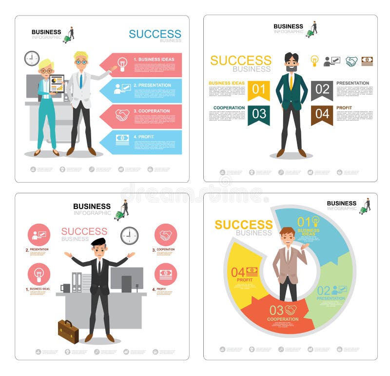 Business People Character Success Infographic Vector Design Stock ...