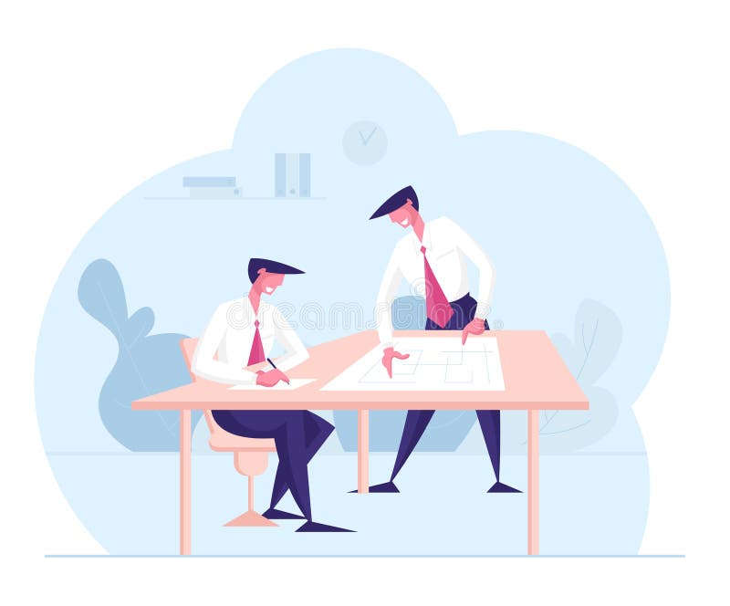 Business People Characters Discuss Project in Office . Company Teamwork ...