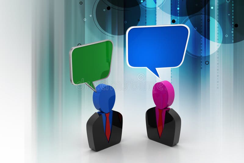 3d Man and Chat Bubble with Laptop Stock Illustration - Illustration of ...