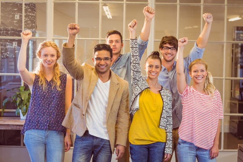 Business People Cheering at the Camera Stock Image - Image of designer ...