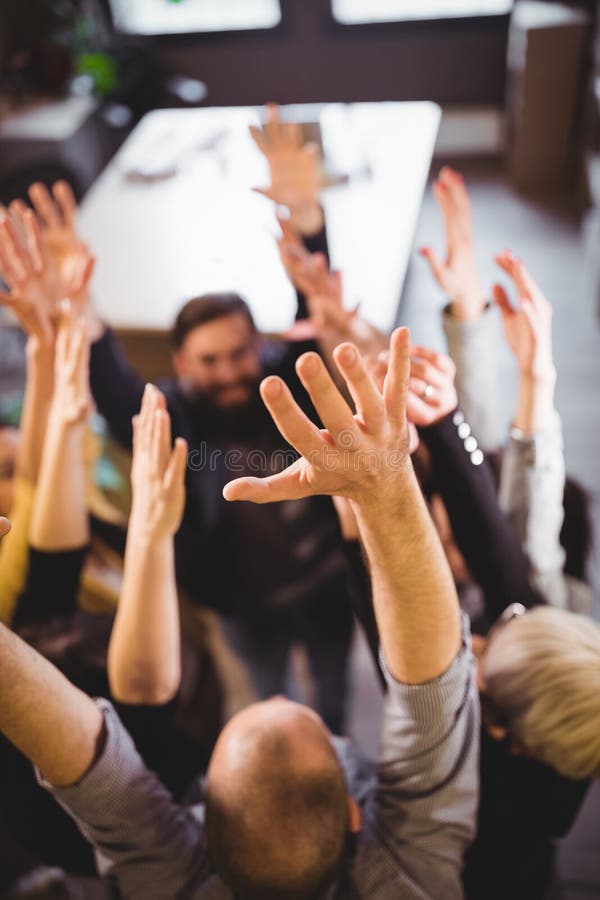 Business People Cheering in Creative Office Stock Image - Image of ...