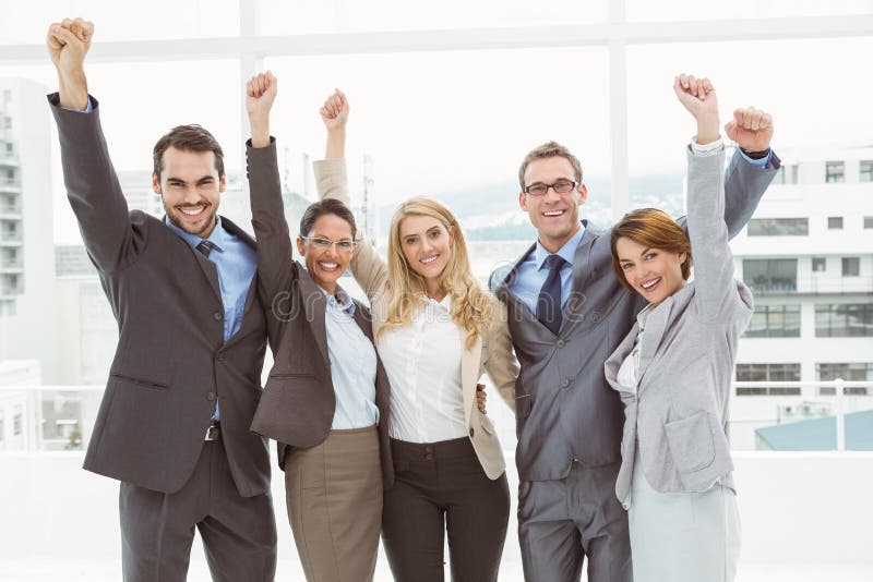 Business People Cheering in Office Stock Photo - Image of workplace ...