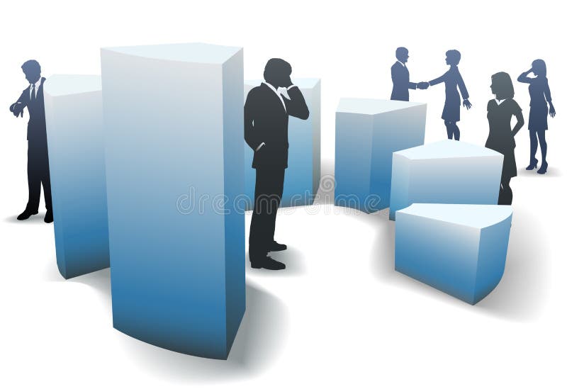 Business People in Circular Bar Graph Shapes Stock Illustration ...