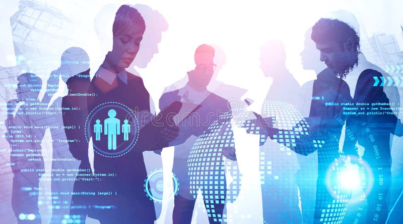 Business People in City, Big Data Interface Stock Image - Image of ...