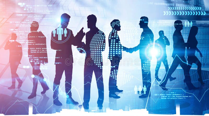 Business People in City, Big Data Interface Stock Photo - Image of ...