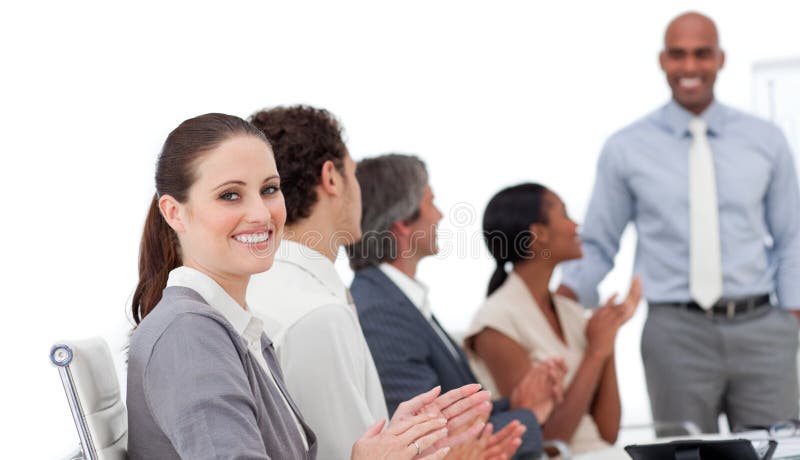 Group of Businesspeople Clapping in Seminar Stock Photo - Image of ...