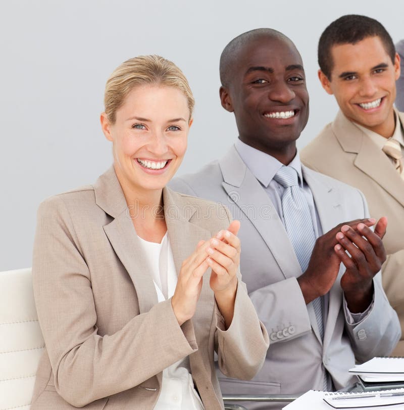 Business People Clapping at a Presentation Stock Image - Image of ...
