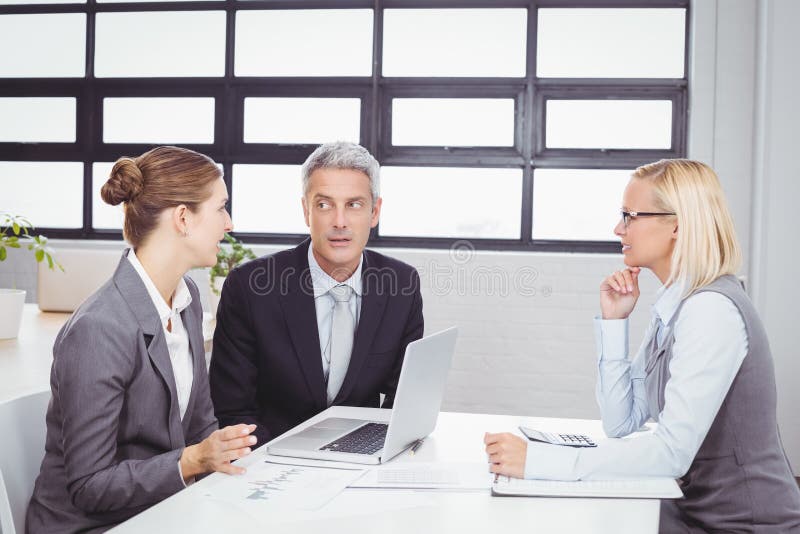 Business People with Client in Meeting Room Stock Image - Image of ...