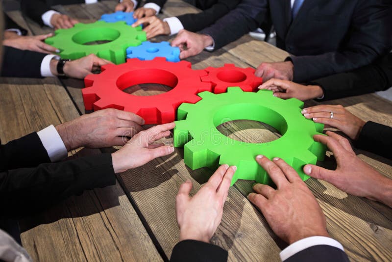 People with Cogs of Business Stock Photo - Image of coworkers, solution ...