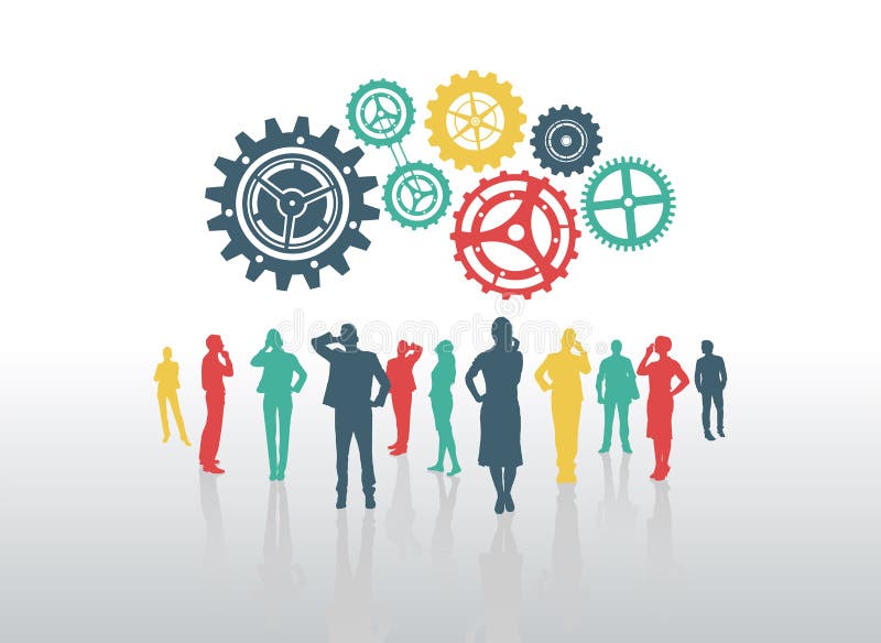 Business People with Cogs and Wheels Stock Vector - Illustration of ...