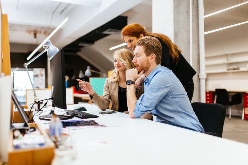 Business People Collaborate In Office Stock Image - Image of ...