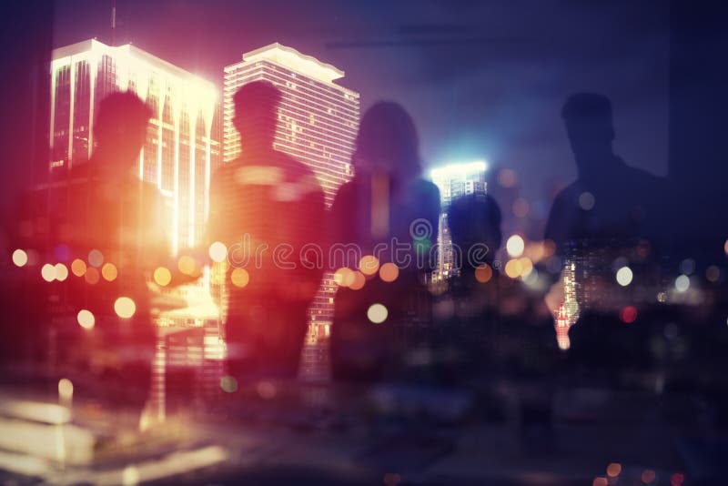 Silhouette of Business People Work Together in Office. Concept of ...