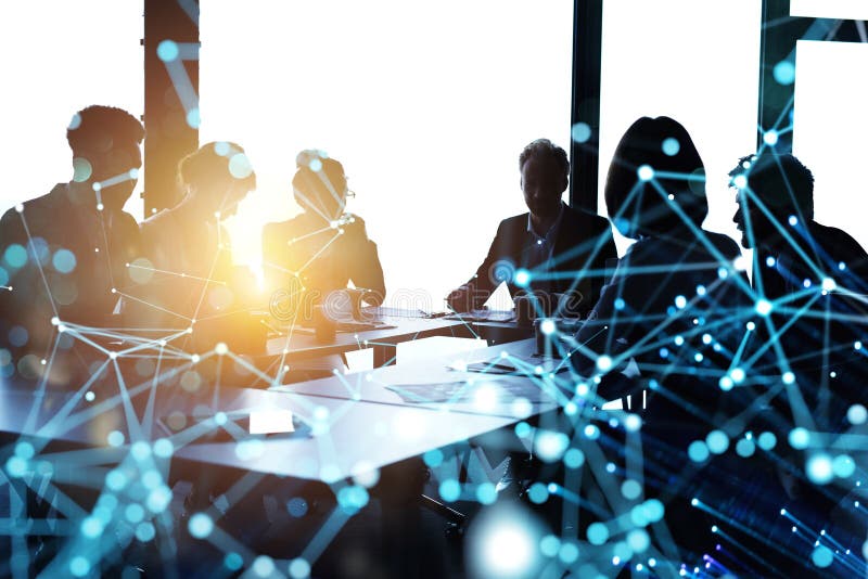 Business People Collaborate Together in Office. Internet Connection ...