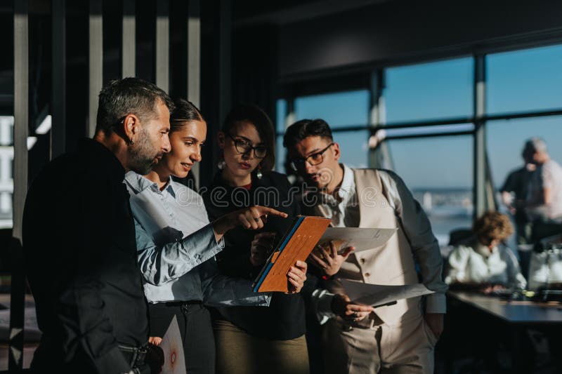Business People Collaborating on a Project in Modern Office Stock Image ...