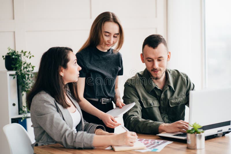 Business People Collaborating on Project in Office Stock Photo - Image ...
