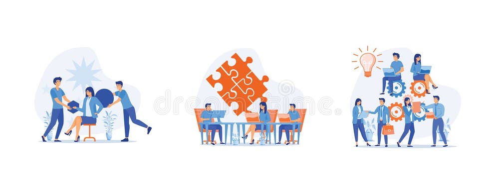 Business People Collaborating, Solving Problems, Stock Vector ...
