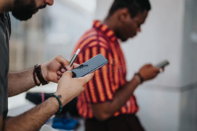 Business People Collaborating in Urban City Environment Using Mobile ...