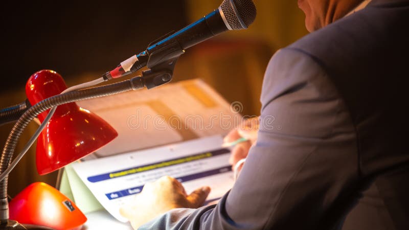 Business People or Commentator in Seminar Room Stock Image - Image of ...