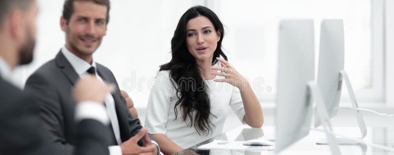 Business People Communicate at Work Their Desk Stock Image - Image of ...