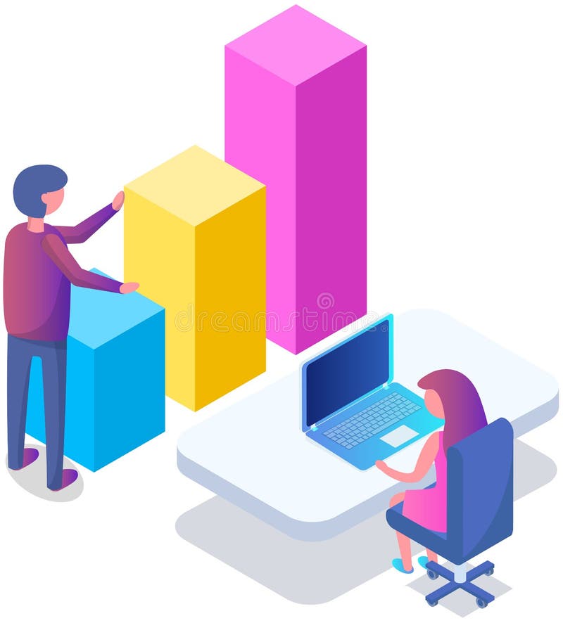 Business People Communicating in Office Discuss Statistics, Analyze ...