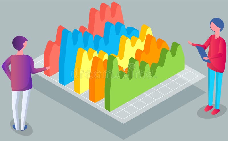 Business People Communicating in Office Discuss Statistics, Analyze ...