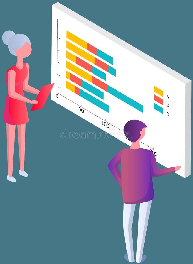Business People Communicating in Office Discuss Statistics, Analyze ...