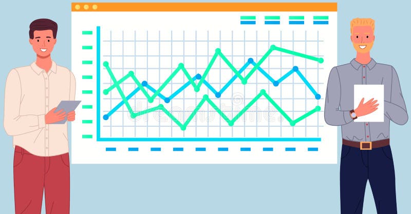 Business People Communicating in Office Discuss Statistics, Analyze ...