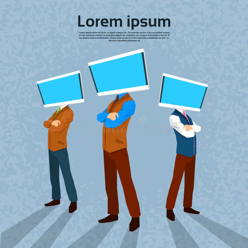Business People with Computer Monitor Head Stock Vector - Illustration ...
