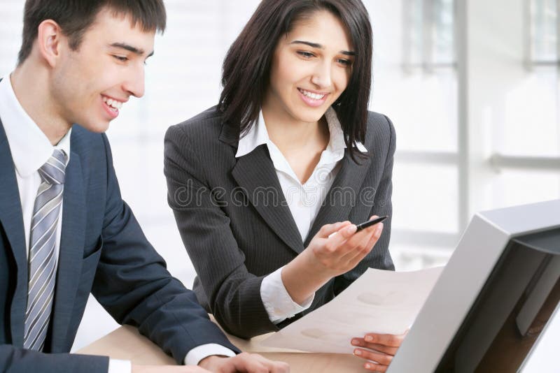 Business People with Computer Stock Photo - Image of group, people ...