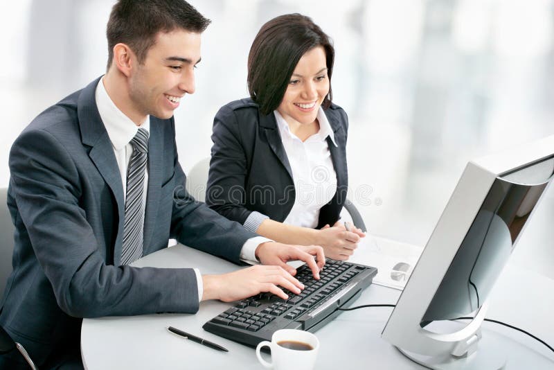 Attractive Business Woman Working on Laptop Stock Photo - Image of ...