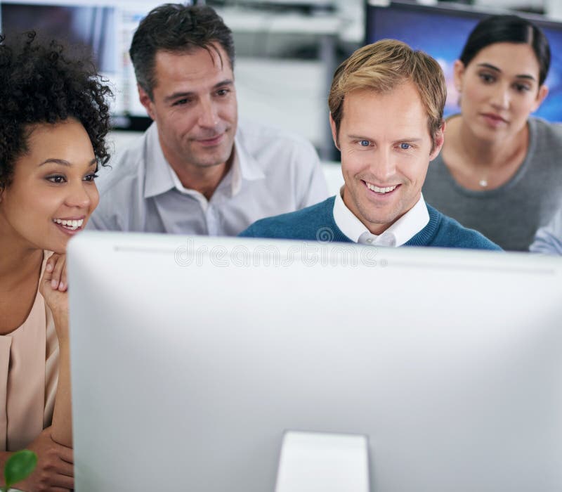 Business People, Computer and Teamwork with Planning, Conversation and ...