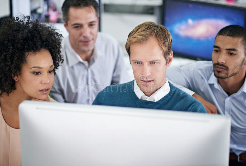 Business People, Computer and Teamwork with Planning, Research and ...